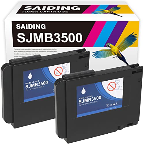 SAIDING Remanufactured SJMB3500 Maintenance Box Replacement for C33S020580 for Epson TM-C3500 Colorworks C3500 C3510 C3520 Printer (2 Pack)