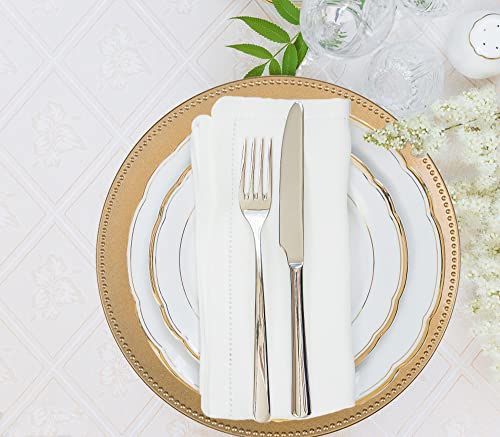 Cezoyx 12 Pack Gold Charger Plates with Beaded, 13 Inch Round Charger for Dinner Plate - Plastic Decor Charger Plate for Wedding, Party, Restaurant, Thanksgiving, Family Gathering