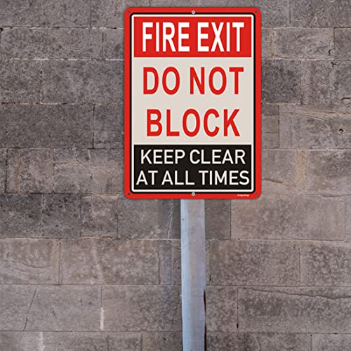 2 Pack Fire Exit Do Not Block Door Keep Clear at All Times Signs 14x10 Inches Fire Exit Safety Sign Do Not Block Sign Metal Reflective Sturdy Rust Aluminum Weatherproof Durable Easy to Install