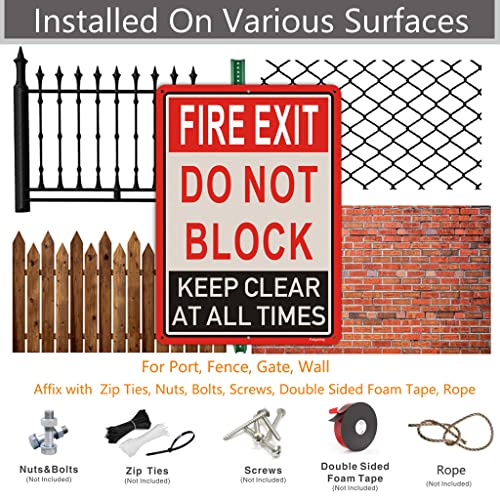 2 Pack Fire Exit Do Not Block Door Keep Clear at All Times Signs 14x10 Inches Fire Exit Safety Sign Do Not Block Sign Metal Reflective Sturdy Rust Aluminum Weatherproof Durable Easy to Install