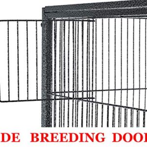 54" Pet Products Large Wrought Iron Breeding Bird Flight Cage Side Nesting Doors with Removable Rolling Stand