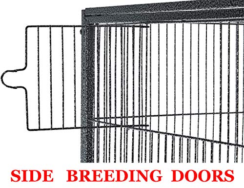 54" Pet Products Large Wrought Iron Breeding Bird Flight Cage Side Nesting Doors with Removable Rolling Stand