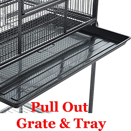 54" Pet Products Large Wrought Iron Breeding Bird Flight Cage Side Nesting Doors with Removable Rolling Stand