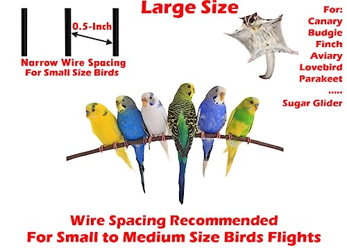 54" Pet Products Large Wrought Iron Breeding Bird Flight Cage Side Nesting Doors with Removable Rolling Stand