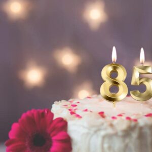 Gold 85th & 58th Birthday Candles,Gold Number 85 58 Cake Topper for Birthday Decorations Party Decoration