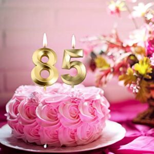 Gold 85th & 58th Birthday Candles,Gold Number 85 58 Cake Topper for Birthday Decorations Party Decoration