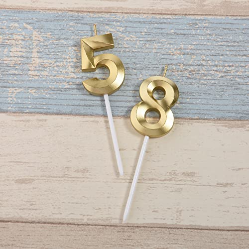 Gold 85th & 58th Birthday Candles,Gold Number 85 58 Cake Topper for Birthday Decorations Party Decoration