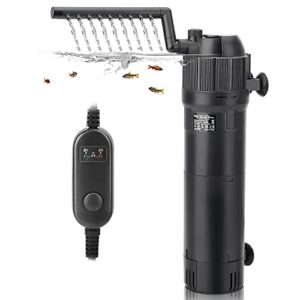 hygger 4-in-1 submersible u-v filter pump, internal green water killer with timer, 210gph 8w adjustable fish tank filter, increase oxygen for 40-80 gallon aquarium tank