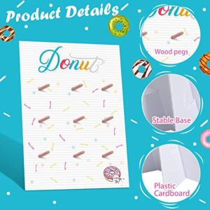 Sawysine 2 Packs Donut Display Stand Reusable Donut Holder Board Rustic Wood Donuts Rack Display Dessert Table Decorations for Birthday Party Wedding Baby Shower Treat Donut Party Supplies (White)