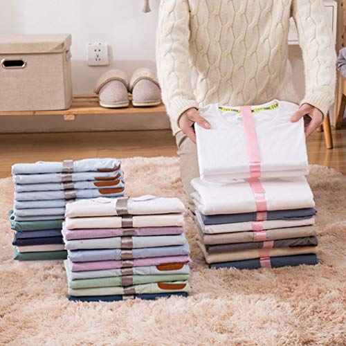 PATKAW 5PCS Shirt Folding Board Clothes Folder Plastic Laundry Folders Helper with Ribbon Clothing Dividers for Kid and Adult to Fold Clothes Pink