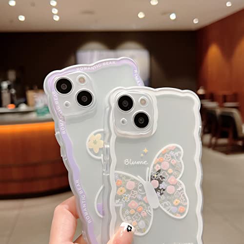 SZXYCZL Compatible with iPhone 13 Case Cute Cartoon Floral Strawberry Bear Design for Women Girls Aesthetic Kawaii Slim Soft TPU Transparent Cover for iPhone 13 6.1 inch-Yellow