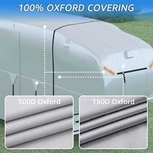 SELIMON 300D Top 5th Wheel RV Cover Rip-Resistent & Waterproof Winter Camper Cover with Anti-UV Silver Coating Fits 29' to 33' Toy Hauler