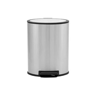 awenn - kitchen garbage trash can with lid and pedal - touchless round shape waste bin - stainless steel dustbin with removable inner bucket for and outdoors – gray (3.2 gallon – 12 liters)