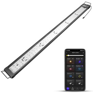 hygger 60w smart aquarium light, bluetooth led light with app control, full spectrum fish tank light with 24/7 lighting cycle, 5 modes, adjustable timer, for 48"-55" freshwater planted tank