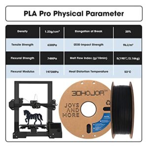 3DHoJor PLA Pro Filament 1.75mm (PLA Plus Black Filament), 1kg 3D Printer PLA Filament, PLA + 3D Printing Filament, Cardboard Spool, Dimensional Accuracy +/- 0.03 mm, Fit Most FDM 3D Printer