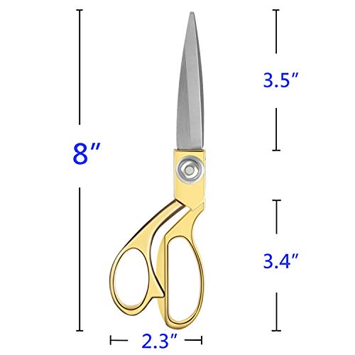 Wild & Bold Fabric Scissors All Purpose 8"Gold Sewing Scissors Professional Scissors Heavy Duty with Ultra Sharp Stainless Steel Blade Shears Left Handed Scissors For Office Craft Scissors(New Gold)