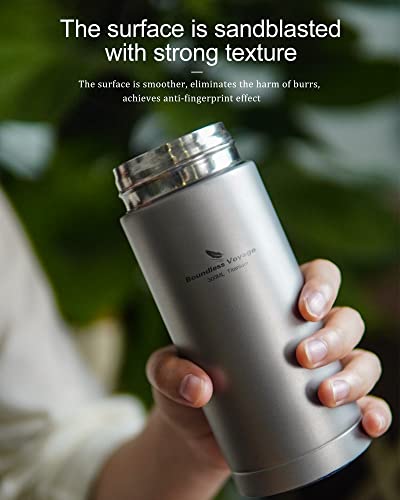 Boundless Voyage 300ml(10.56 fl.oz) Titanium Vacuum with Filter Double Layer Lightweight Portable Tea Coffee Wine Whisky for Hiking Camping Picnic Gift A-Ti3009D