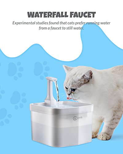 Ciays Pet Fountain, 65oz/1.8L Automatic Cat Water Fountain Dog Water Dispenser with 3 Replacement Filters for Cats, Dogs, Multiple Pets, White