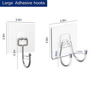 VIANBYE 20 Pcs Large Wall Hooks - for Hanging 25 lbs (max) Heavy Duty Wall Hooks, Coat and Towel Sticky Hooks Water and Oil Resistant Removable Wall Hooks for Bathroom, Kitchen and Home