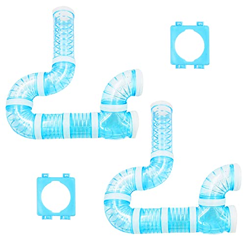 2 Hamster Tubes Kits, DIY Hamster Tunnel Adventure External Pipe, Transparent Connection Track Rat Toy Hamster Cage Accessories for Hamster Mouse Small Animals Sports Expand Space