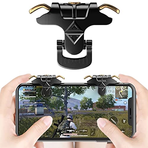 Tuimiyisou Mobile Game Trigger Phone Joystick Grip Trigger Pubg Joystick for Smartphone Black Gold 1Pair mobile game trigger-holder