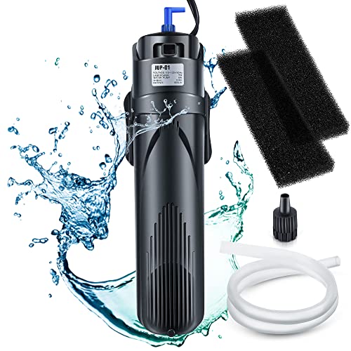 U-V Filter for Aquarium Tank, 4-in-1 Submersible Machine Filter Pump Fit 40-80 Gallon,JUP-01 Green Water Killer Filter,9 Watt UV Light Submersible Aquarium Pump Attach with 2 Filter Replacement Sponge