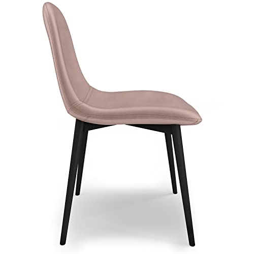 SIMPLIHOME Alpine Mid Century Modern Dining Chair (Set of 2) in Rose Velvet Fabric, For the Dining Room