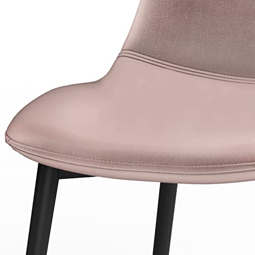 SIMPLIHOME Alpine Mid Century Modern Dining Chair (Set of 2) in Rose Velvet Fabric, For the Dining Room