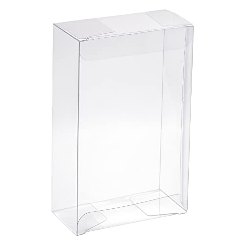 MECCANIXITY Plastic Retail Boxes 1.6"x4"x5.4" (42x105x136 mm) Gift Box with Protecting Film for Candy, Cookies, Christmas, Wedding, Party Wrapping Clear Pack of 10