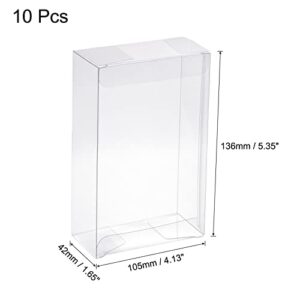 MECCANIXITY Plastic Retail Boxes 1.6"x4"x5.4" (42x105x136 mm) Gift Box with Protecting Film for Candy, Cookies, Christmas, Wedding, Party Wrapping Clear Pack of 10