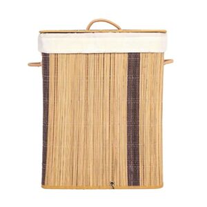 Rectangle Coconut Sticks Collapsible Waterproof Laundry Hamper with Lid and Handles for Organizer, Clothes, Toy Durable Folder Washing Bin for Easy Carrying