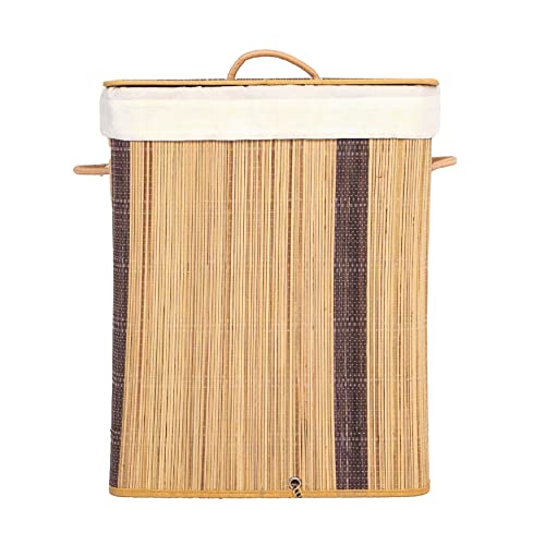 Rectangle Coconut Sticks Collapsible Waterproof Laundry Hamper with Lid and Handles for Organizer, Clothes, Toy Durable Folder Washing Bin for Easy Carrying