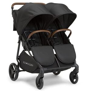 delta children cruzer double stroller – lightweight side by side with reclining seats, extendable canopies and flat fold, black