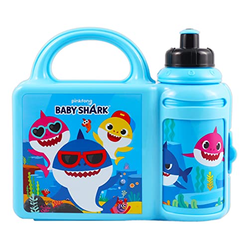 Fast Forward Baby Shark Backpack with Lunch Box Set - Baby Shark Backpack for Kids, Baby Shark Lunch Box, Water Pouch, Stickers, More | Baby Shark Backpack Kids