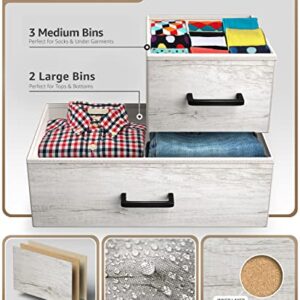 Sorbus Dresser with 5 Faux Wood Drawers - Storage Unit Organizer Chest for Clothes - Bedroom, Hallway, Living Room, Closet, & Dorm Furniture - Steel Frame, Wood Top, & Easy Pull Fabric Bins