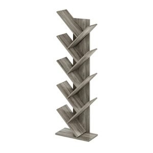 furinno tree bookshelf 9-tier floor standing tree bookcase, french oak