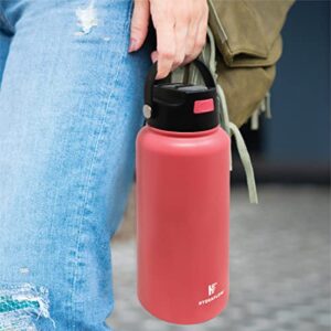 Hydraflow Hybrid - 34oz Triple Wall Vacuum Insulated Bottle with Flip Straw - Insulated Water Bottle - Stainless Steel Bottle - Water Bottle with Straw - Reusable Water Bottle (34oz, BLUEBERRY SWIRL)