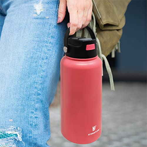 Hydraflow Hybrid - 34oz Triple Wall Vacuum Insulated Bottle with Flip Straw - Insulated Water Bottle - Stainless Steel Bottle - Water Bottle with Straw - Reusable Water Bottle (34oz, BLUEBERRY SWIRL)