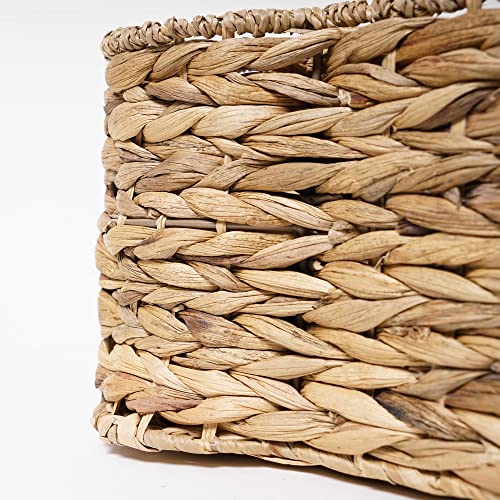 American Art Decor Boho Woven Water Hyacinth Storage Basket-Single, Bone Shaped Decorative Organizer Bin for Toys, Clothes, and Blankets