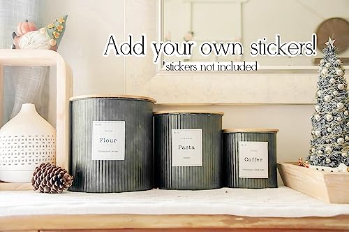 Farmhouse Kitchen Canisters for Countertop - Approx. 5, 4 & 2 Quart / Canisters Sets for the Kitchen / Rustic Home Decor / Modern Farmhouse Decor