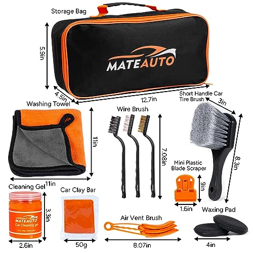 MateAuto 17Pcs Microfiber Car Washing Sponge & Car Wash Mitt Car Wash Kit, Mini Car Cleaning Kit Detailing Brush Set, Complete Interior Car Care Kit for Car Full Cleaning