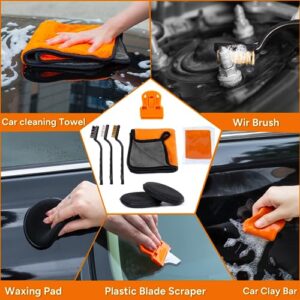 MateAuto 17Pcs Microfiber Car Washing Sponge & Car Wash Mitt Car Wash Kit, Mini Car Cleaning Kit Detailing Brush Set, Complete Interior Car Care Kit for Car Full Cleaning