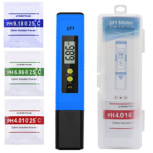 COMUSTER PENPH pH Pen,Digital Water Meter,pH Meter for Hydroponics Digital pH Test Pen 0.01 High Accuracy Pocket Size with 0-14 PH Measurement Range for Home Drinking,Swimming Pools and Aquariums,Blue