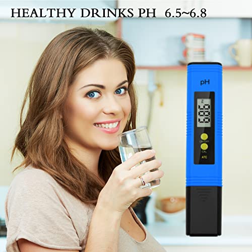 COMUSTER PENPH pH Pen,Digital Water Meter,pH Meter for Hydroponics Digital pH Test Pen 0.01 High Accuracy Pocket Size with 0-14 PH Measurement Range for Home Drinking,Swimming Pools and Aquariums,Blue