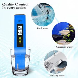 COMUSTER PENPH pH Pen,Digital Water Meter,pH Meter for Hydroponics Digital pH Test Pen 0.01 High Accuracy Pocket Size with 0-14 PH Measurement Range for Home Drinking,Swimming Pools and Aquariums,Blue