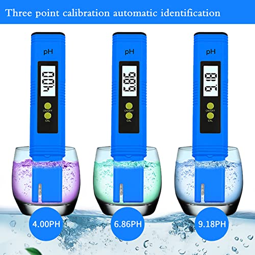 COMUSTER PENPH pH Pen,Digital Water Meter,pH Meter for Hydroponics Digital pH Test Pen 0.01 High Accuracy Pocket Size with 0-14 PH Measurement Range for Home Drinking,Swimming Pools and Aquariums,Blue