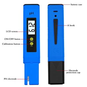 COMUSTER PENPH pH Pen,Digital Water Meter,pH Meter for Hydroponics Digital pH Test Pen 0.01 High Accuracy Pocket Size with 0-14 PH Measurement Range for Home Drinking,Swimming Pools and Aquariums,Blue