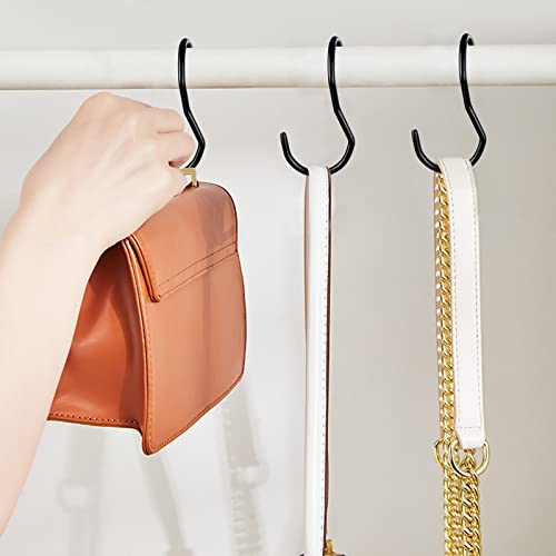 Purse Organizer Hooks for Closet - 8 PCS Black Handbags Hooks Purse Hangers for Closet with Unique Twisted Hook Design Hanging for Belts Scarves Hats Clothes Pots and Pans