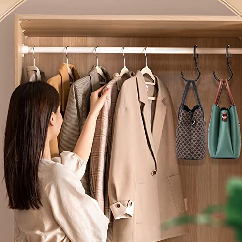 Purse Organizer Hooks for Closet - 8 PCS Black Handbags Hooks Purse Hangers for Closet with Unique Twisted Hook Design Hanging for Belts Scarves Hats Clothes Pots and Pans