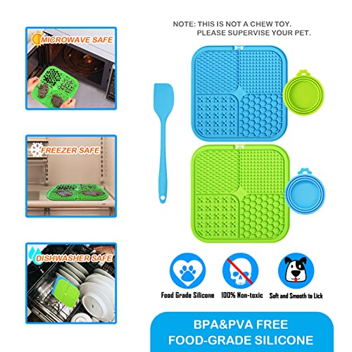 VEEVAO Lick Mat for Dogs, 8"×8" Food-Grade Silicone Dog Lick Mat as Dog & Cat Slow Feeder, 2 PCS Dog Licking Mat with Suction Cups and Can Lids, Relieve Pets Anxiety and Boredom(No Cans Included)…